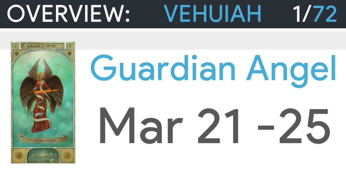 Guardian Angel Vehuiah - March 21 to 25 - Overview and Prayer >>