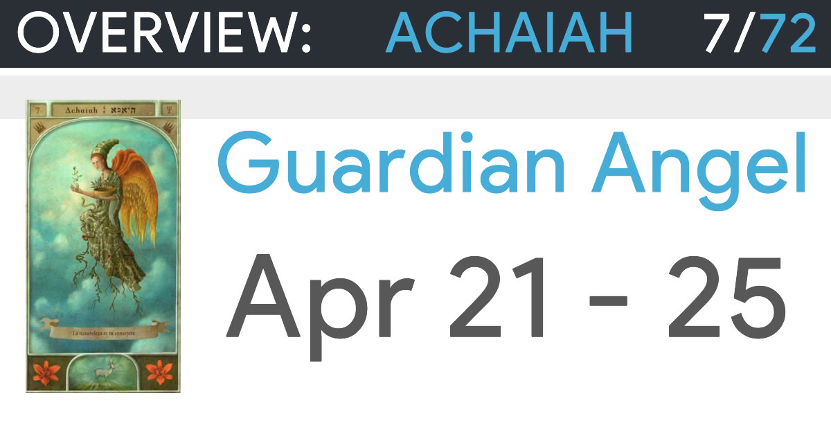 Guardian Angel Achaiah - April 21 to 25 - Overview and Prayer >>