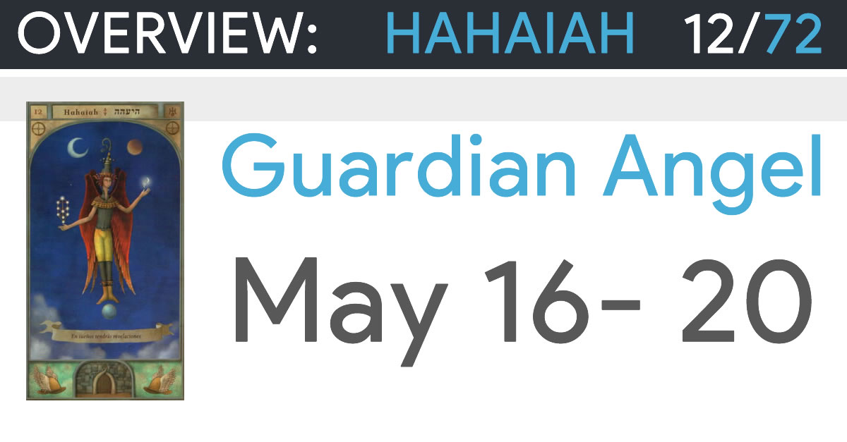 Guardian Angel Hahaiah - May 16 to 20 - Overview and Prayer >>
