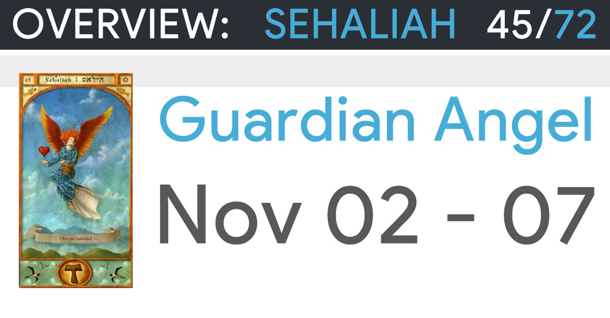 Guardian Angel Sehaliah - November 3 to 7 - Overview and Prayer >>